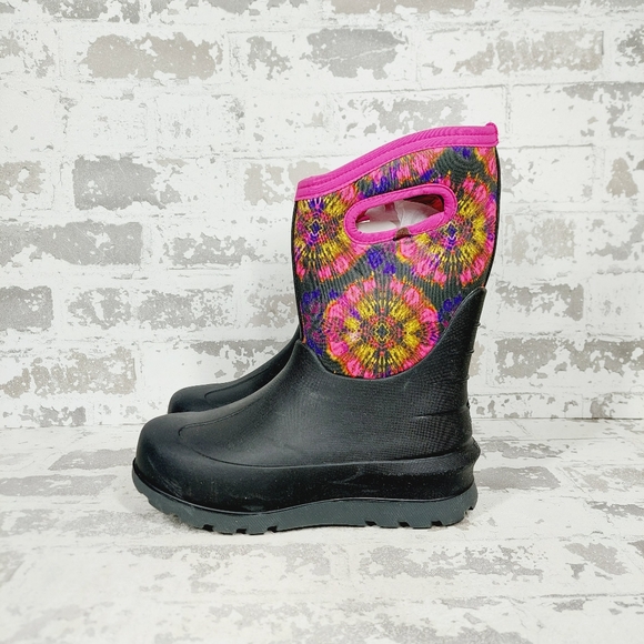 Bogs | Shoes | New Bogs Neo Classic Kids Snow Rain Boot Black Tie Dye ...